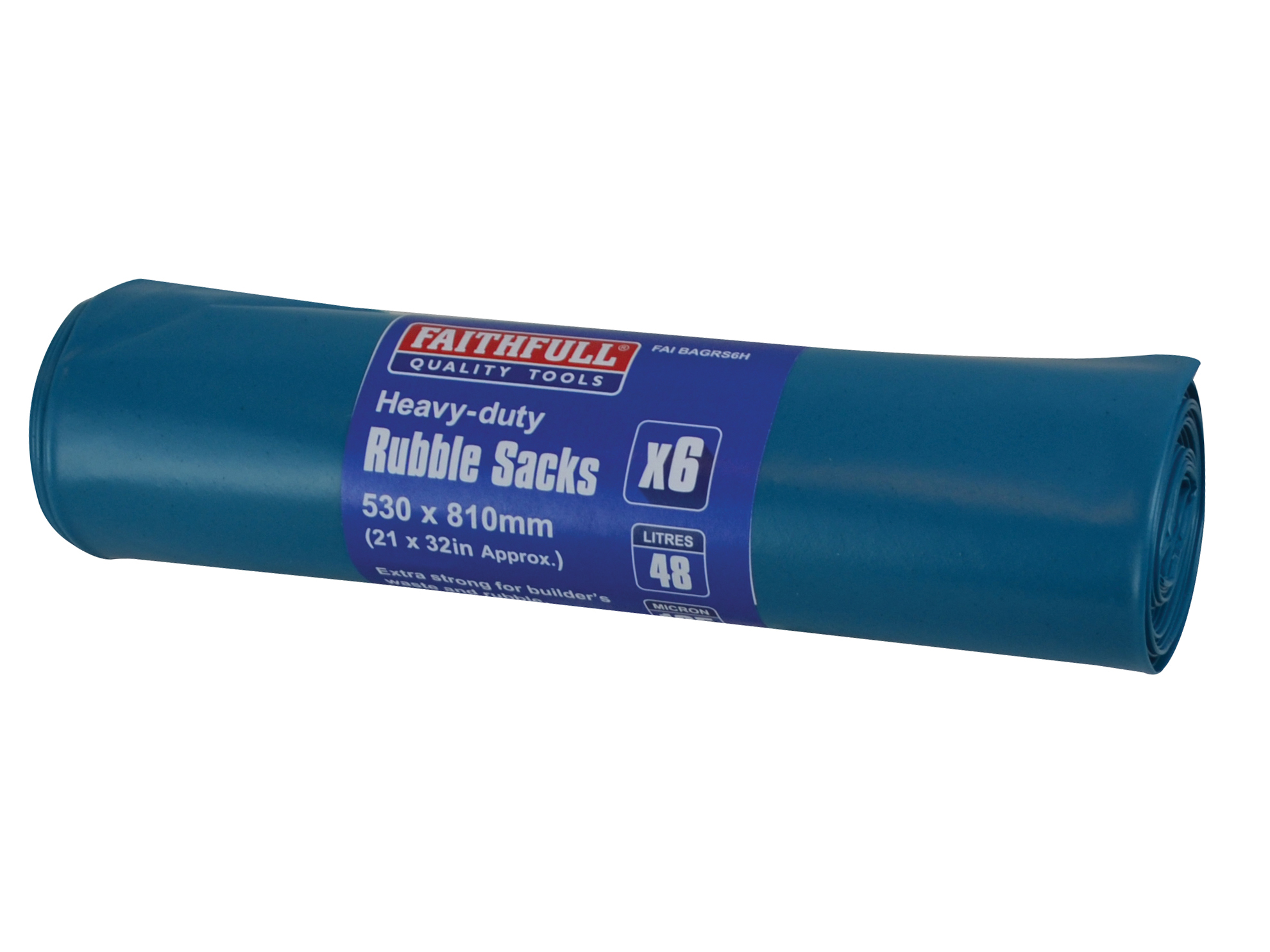 Blue Heavy-Duty Rubble Sacks (Roll 6) - Sterling Power Tools